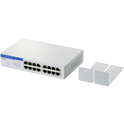 Logitec Gigabitスイッチングハブ/16ポート/電源内蔵/50度対応/ループ検知/3年保証/ホワイト LAN-GSW16P/M3 - NTT-X Store